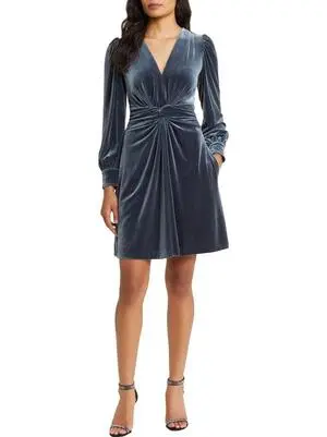 Vince Camuto Twist Front Velvet Dress - Charcoal