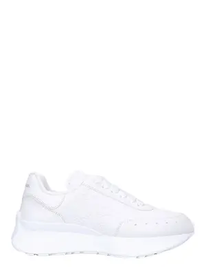 Alexander McQueen Runner Logo-embossed Leather Low-top Trainers - White