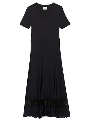 Claudie Pierlot Teli Pleated Cotton Midi Dress - Divers