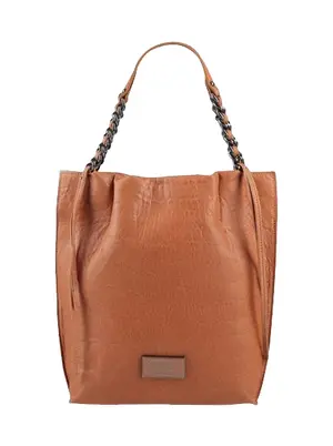 MARC ELLIS Leather Handbag With Brand Logo Brown