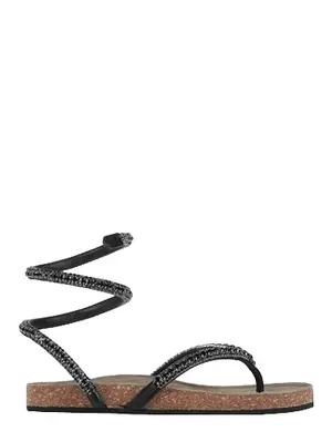 STRATEGIA Leather Thong Sandals - Black