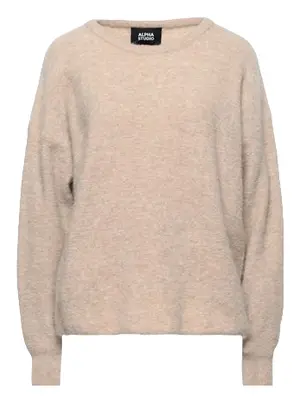 Alpha Studio Sweater In Mohair And Wool Blend Beige