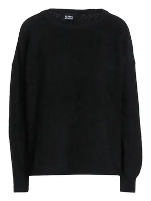 Alpha Studio Sweater In Mohair And Wool Blend Black