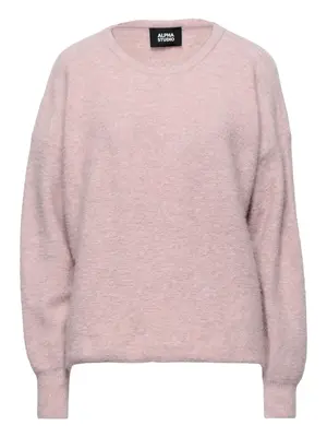 Alpha Studio Sweater In Mohair And Wool Blend Light Pink