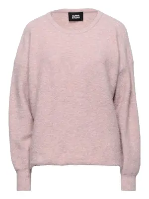 Alpha Studio Sweater In Mohair And Wool Blend Pink