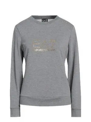 EA7 EA7 French Terry Sweatshirt With Appliqués Light Grey
