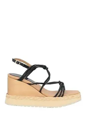 PALOMA BARCELO PALOMA BARCELÓ Leather Wedge Sandals Black