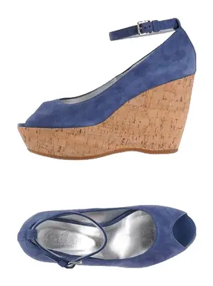Hogan Pumps With Cork Wedge Blue