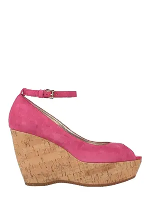 Hogan Pumps With Cork Wedge Fuchsia