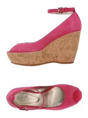 Hogan Pumps With Cork Wedge - Pink