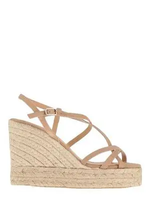 CastaÑer CASTAÑER Women's Sage Green Suede Espadrille Wedge Sandals Beige