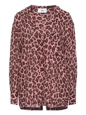 SOLOTRE Leopard-print Satin Shirt - Pink