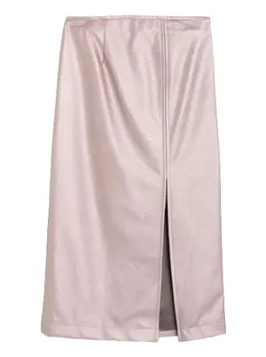 CIRCUS HOTEL Coated Flared Midi Skirt - Pink