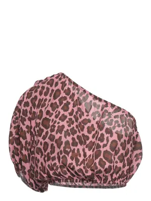 SOLOTRE SOLOTRE One-Shoulder Leopard-Print Top Pastel Pink