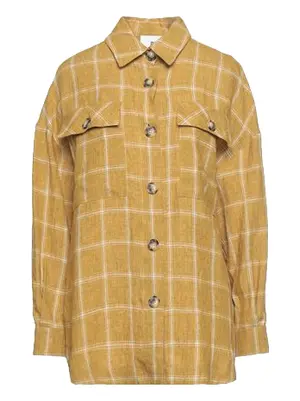 SOLOTRE Linen Checked Shirt - Yellow