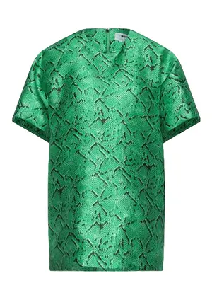 MSGM Snakeskin-print Twill Top - Green