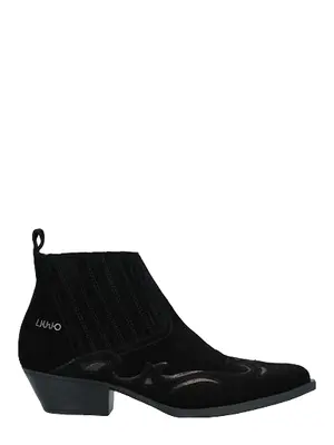 LIU •JO Leather Ankle Boots - Black