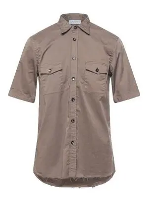 AGLINI Man Shirt Khaki Size 15 ¾ Cotton, Elastane Beige