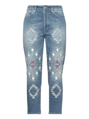 DONDUP Tapered Jeans In Denim With Appliqués - Blue