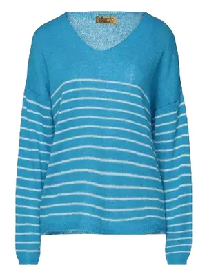 EBARRITO EBARRITO Striped V-Neck Sweater Azure