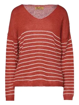 EBARRITO EBARRITO Striped V-Neck Sweater Red