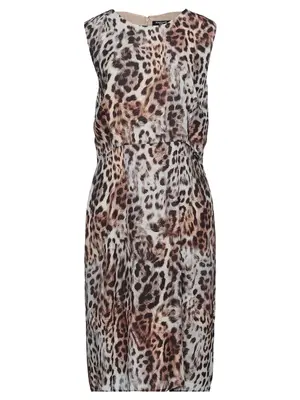 MARCIANO MARCIANO By GUESS Leopard Print Midi Dress Dark Brown