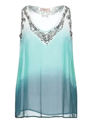TWINSET Tie-Dyed Top With Crystal And Bead Embellishments Green