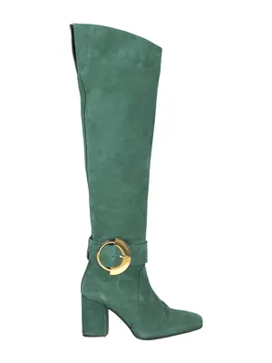 Pinko Leather Boots Dark Green