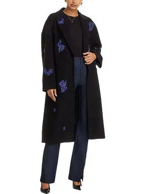 Cinq À Sept Gravis Crystal Embellished Coat - Black / Royal Blue