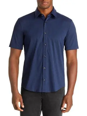 Hugo Ermino Slim Fit Short Sleeve Shirt - Dark Blue