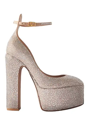 Valentino Garavani Crystal-embellished Platform Pumps - Silver