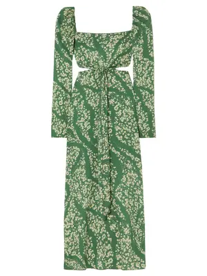 Agua Bendita Cuarzo Astro Esmeralda Floral-print Maxi Dress - Green