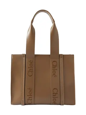 Chloé Chloé Woody Medium Leather Tote Brown