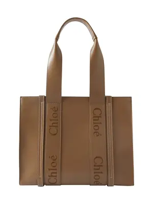 Chloé Chloé Woody Medium Leather Tote Taupe