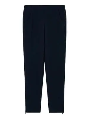 Giorgio Armani Cigarette Pants In Pure Silk - Blue / Navy