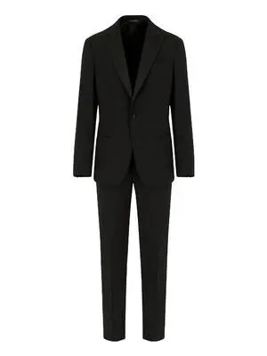 Giorgio Armani Pure Wool, Half-canvassed, Slim-fit Tuxedo From The Icon Soho Line - Black