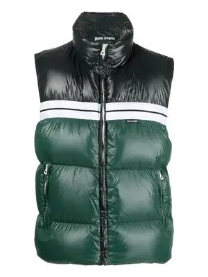 Palm Angels Colour-block Feather Down Gilet - Green