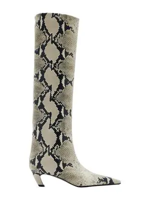 Khaite Embossed Leather Knee High Boots - Print