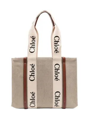 Chloé Woody Linen Tote - Neutrals