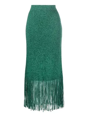 Zimmermann Fringed-hem Knitted Skirt - Green