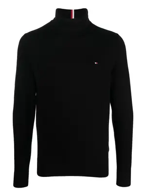 TOMMY HILFIGER Logo-Embroidered Roll-Neck Top