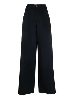 AERON Wide-leg Wool Trousers - Blue