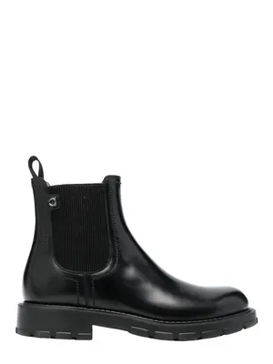 FERRAGAMO Iago Leather Chelsea Boots - Black