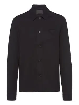 Prada Triangle-logo Wool-blend Shirt - Black