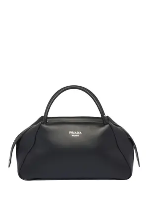 Prada Medium Leather Tote Bag - Black