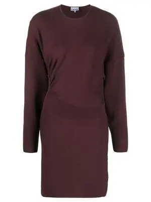 GANNI Asymmetric Mini Dress With Ruched Detailing - Brown