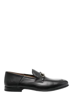 FERRAGAMO Gancini-buckle Leather Loafers - Black