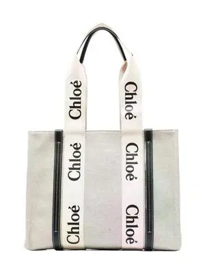 Chloé Woody Logo-tape Tote Bag - Neutrals