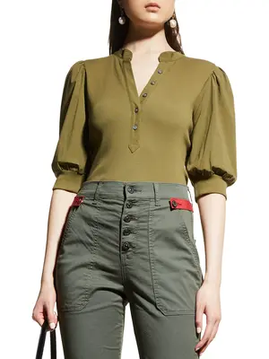 Veronica Beard Veronica Beard Jeans Coralee Button-Front Top Laurel