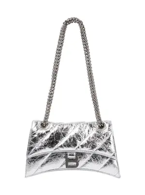 Balenciaga Crush Small Leather Shoulder Bag - Silver
